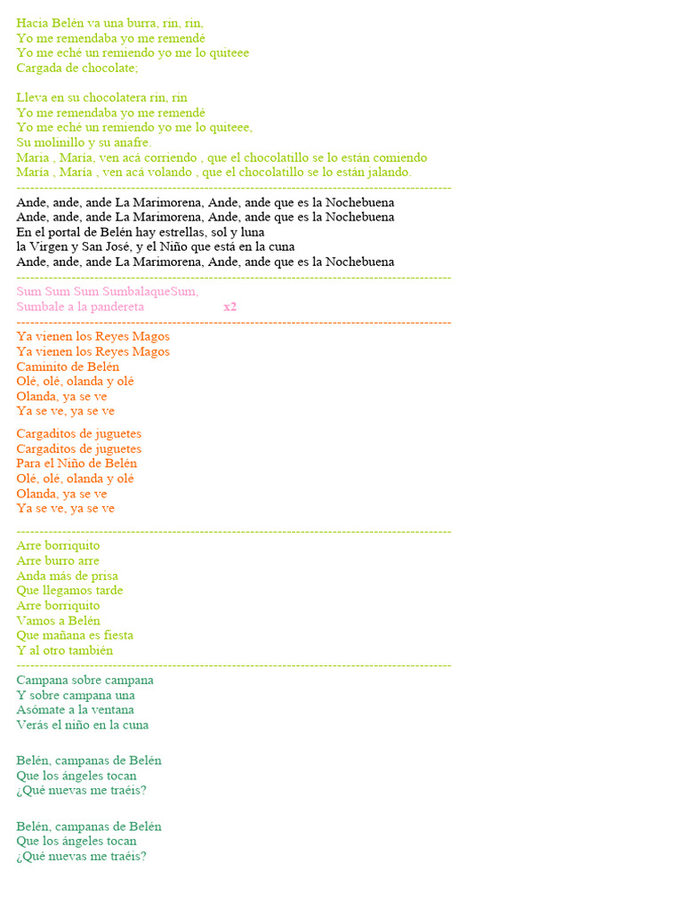 Letras Coro Villancicos 23 - 24 | PDF | Tradiciones navideñas | Navidad