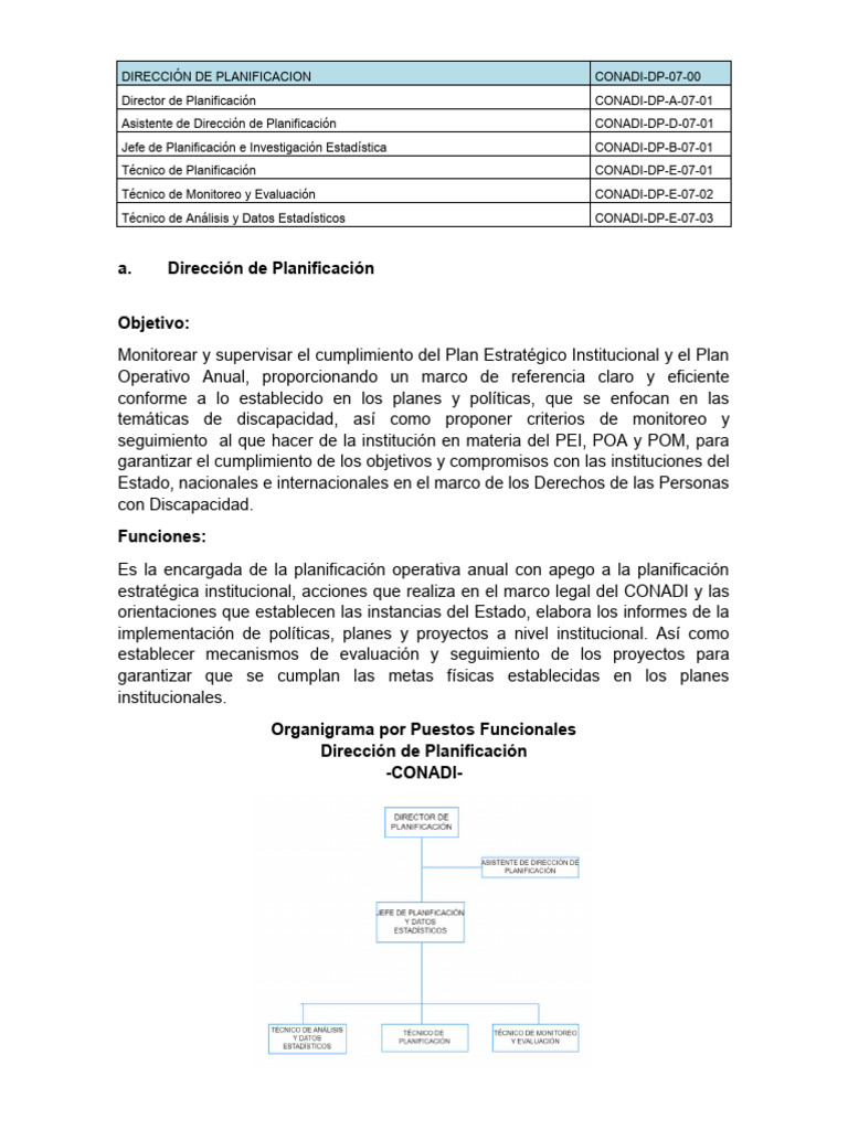 Dirección de Planificacion Manual de Organizacion y Funciones | PDF | Presupuesto | Planificación