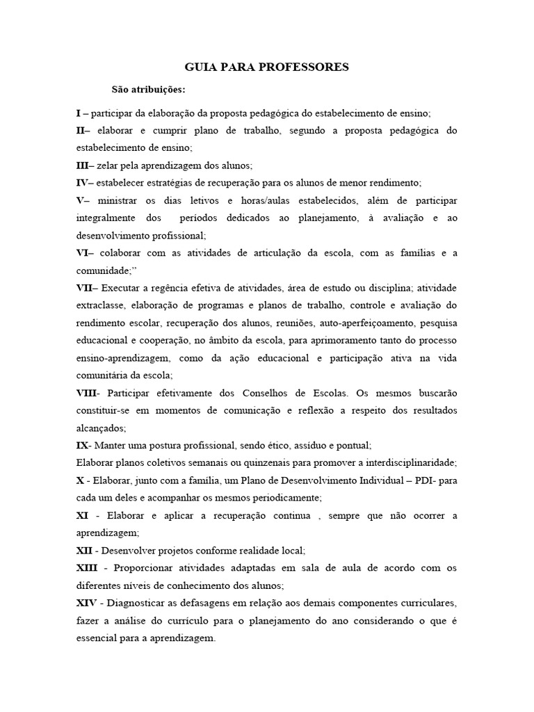 Guia para Professores | PDF | Aprendizado | Lição