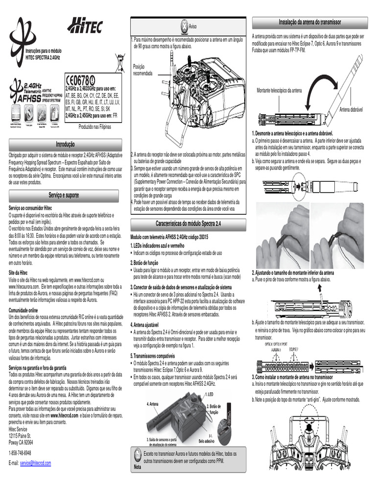 Spectra Manual | PDF | Antena (rádio) | Diodo emissor de luz