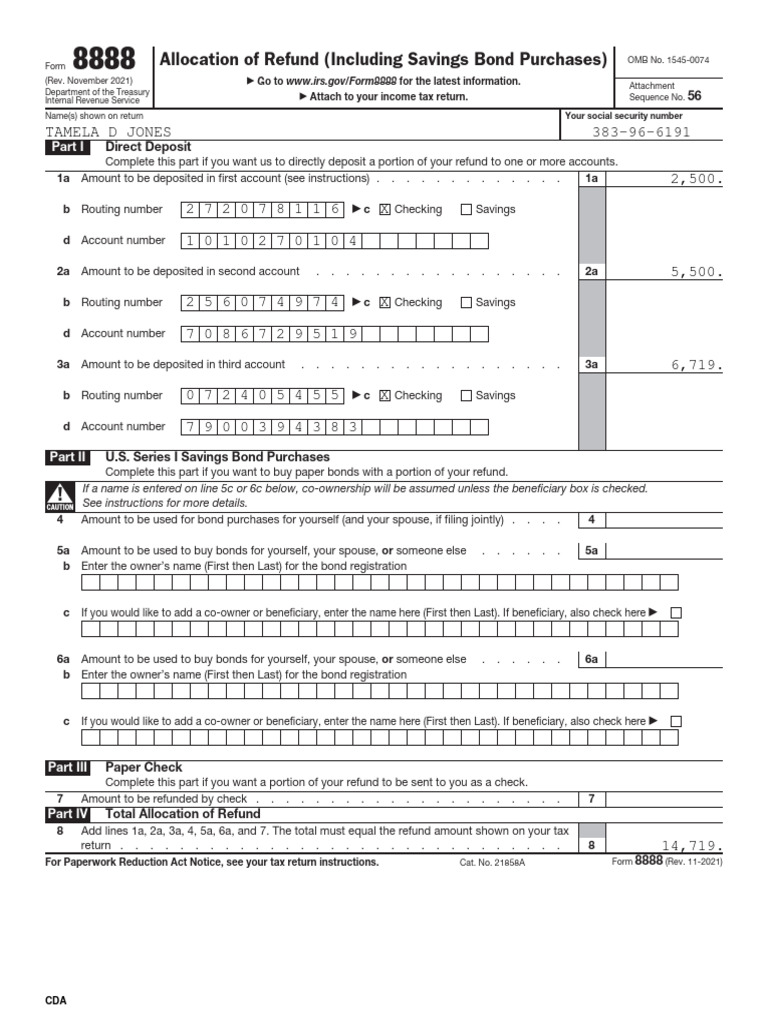 Form 8888 For Refund | Download Free PDF | Social Security (United ...