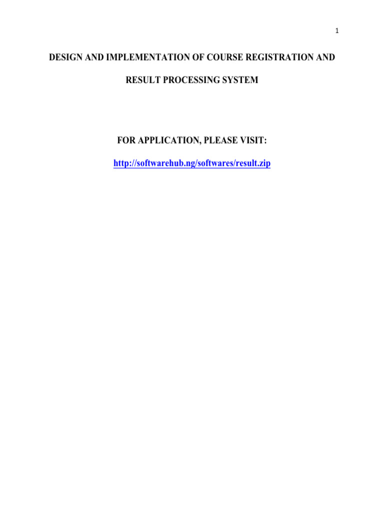 Design And Implementation Of Course Registration And Result Processing System Pdf Databases
