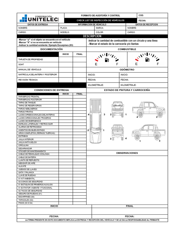 Checklist Final | PDF | Industria automotriz | Vehículos con tracción ...