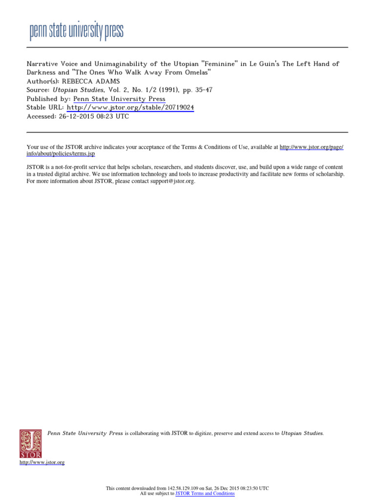 Narrative Voice in Le Guin | PDF | Romulus And Remus | Utopia