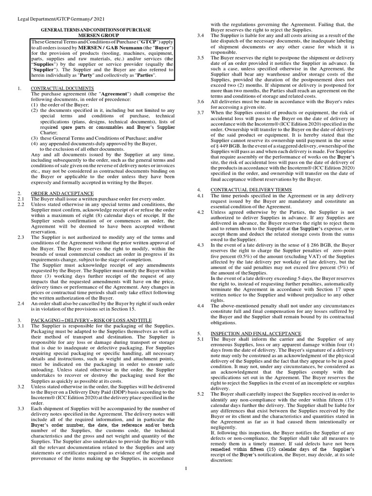 General Terms and Conditions of Purchase Mersen Germany - GAB Neumann ...