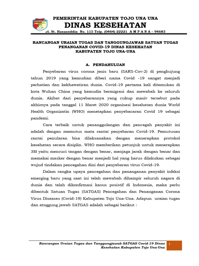 3.1.rancangan Wewenang Dan Tanggung Jawab Satgas Covid | PDF ...