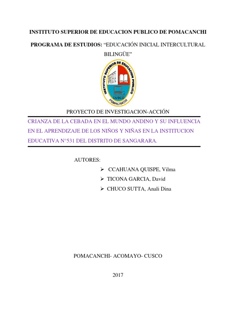 P. Inv. Crianza de Cebada | PDF | Aprendizaje | Observación
