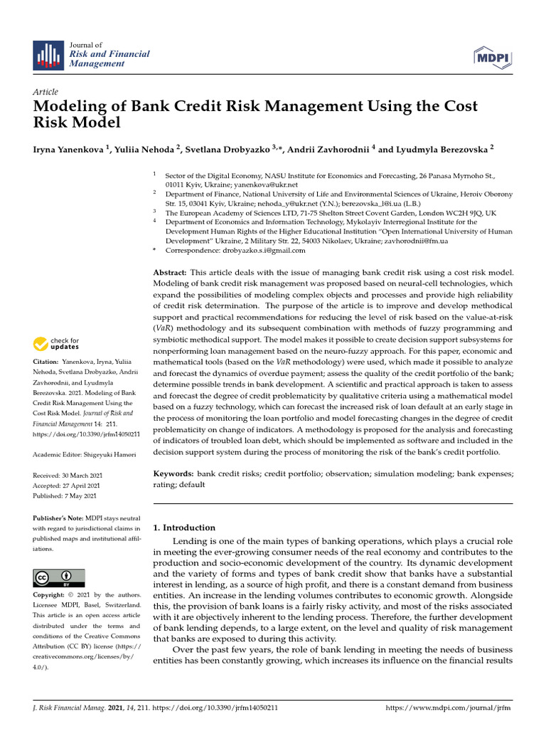 Modeling of Bank Credit Risk M | PDF | Value At Risk | Risk