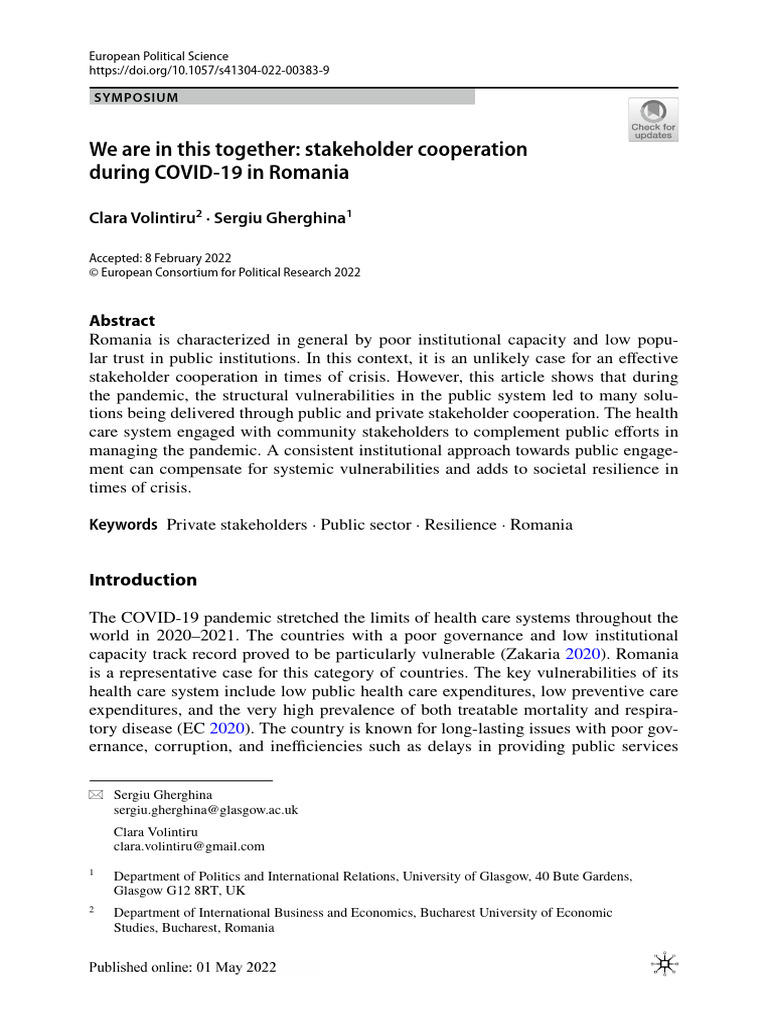 Civil Society in Romania and COVID | PDF | Hospital | Emergency Medical ...