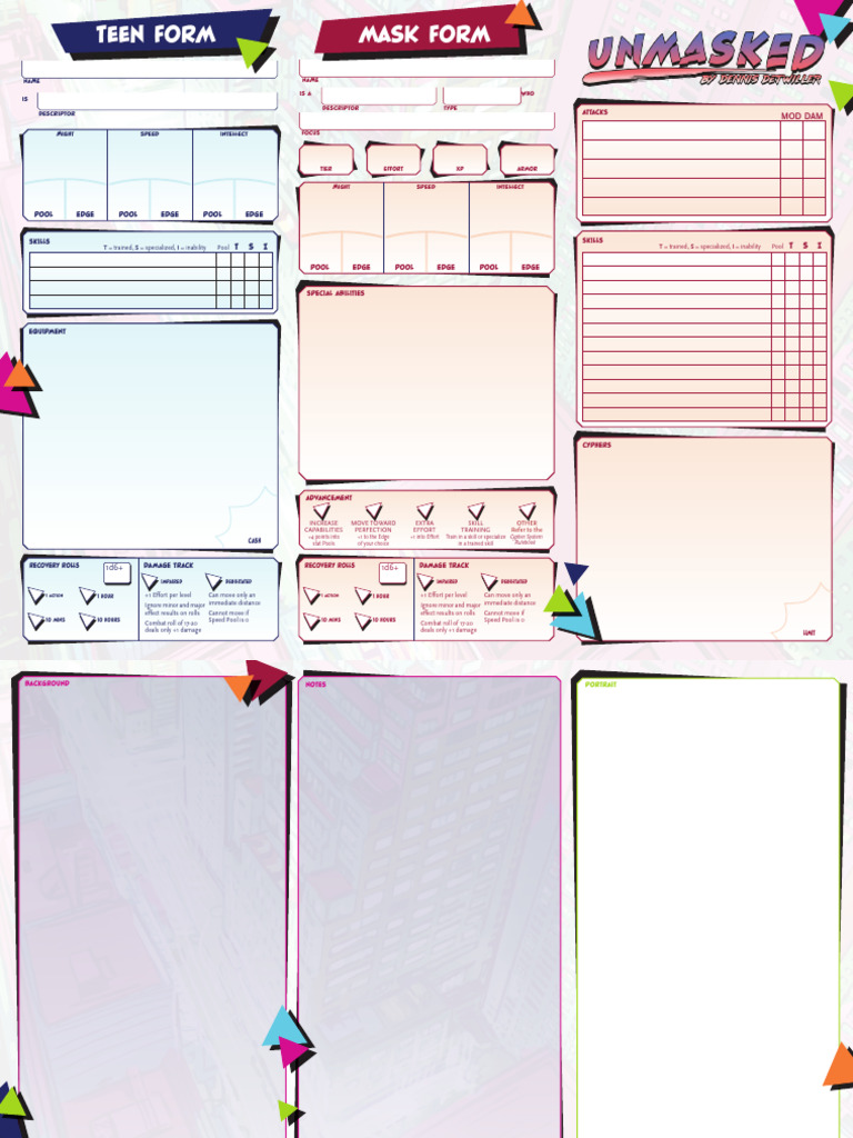 Unmasked Character Sheets Download 2017-11-21 | PDF | Role Playing ...