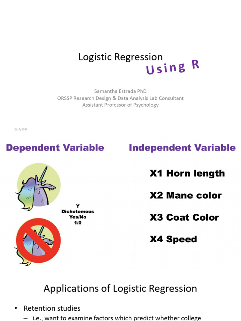 Sestrada Logistic Regression in R 02172023 | PDF | Logistic Regression | Regression Analysis