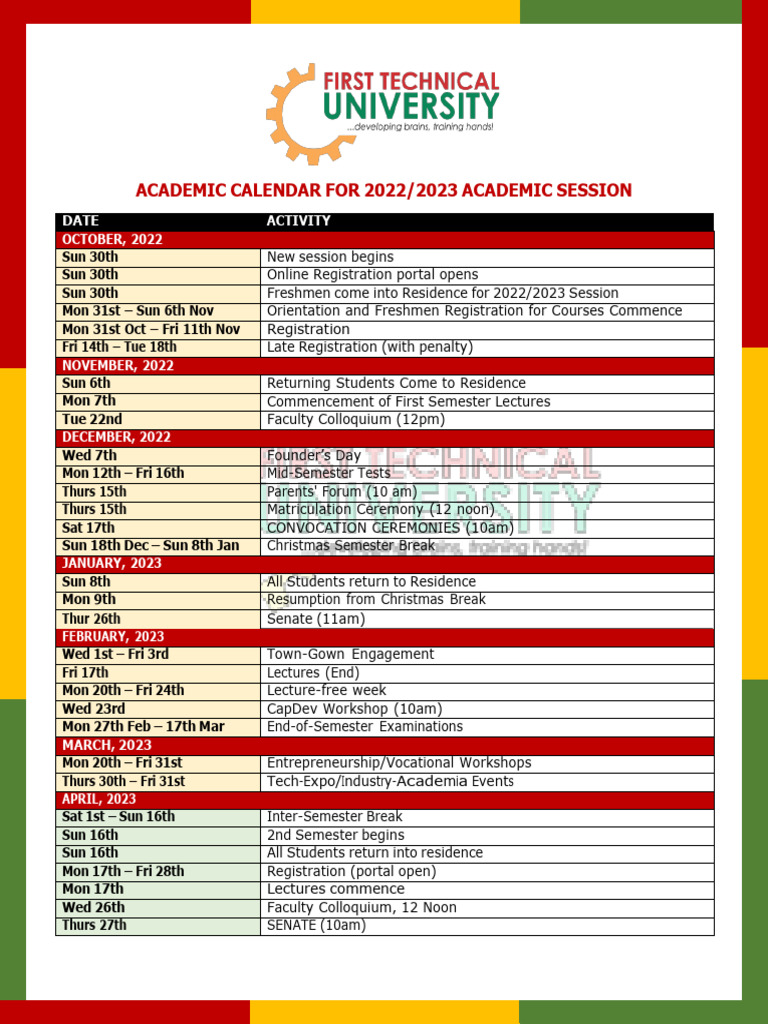 2022 2023 Academic Calendar | PDF | Academic Term