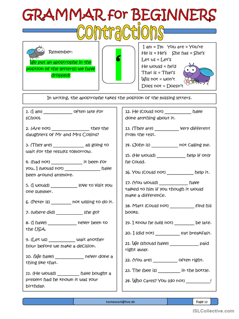 Apostrophe Usage in Contractions | PDF | Language Arts & Discipline