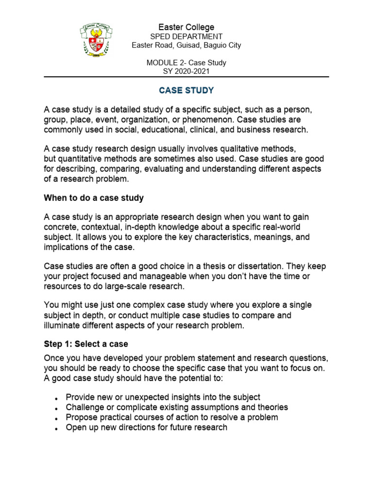 Sped 17 Case Study | PDF | Case Study | Methodology