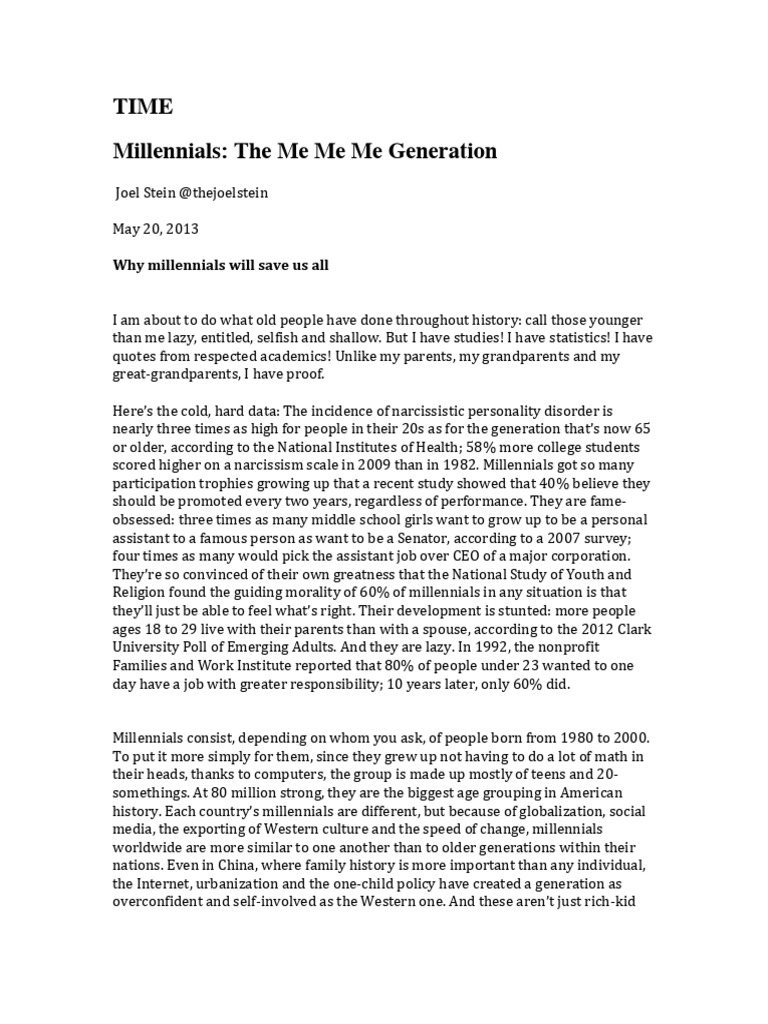 The Me Me Me Generation | Download Free PDF | Millennials | Self Esteem