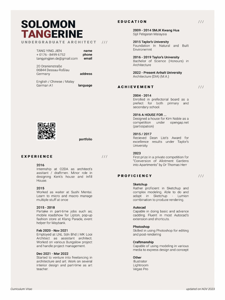 Tang Ying Jien CV | PDF