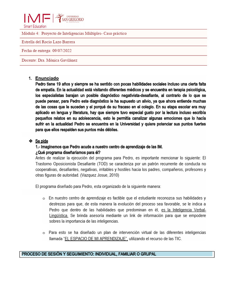 Caso Práctico 4 Proyecto de Las Inteligencias Multiples | PDF | Las ...
