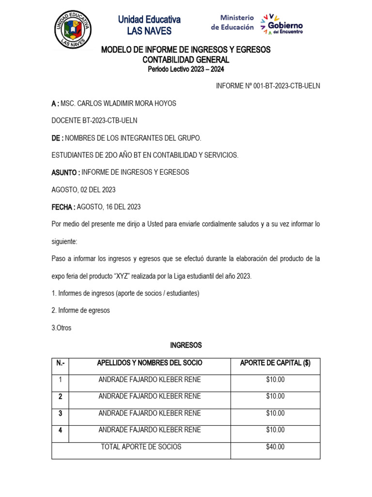 Informe de Ingresos y Egresos 2023 | PDF | Economias | Business