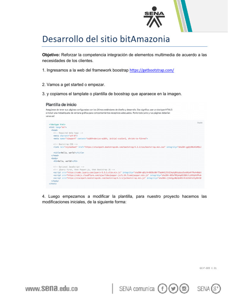 GUIA 1. Desarrollo General de Un Sitio en Boostrap | PDF