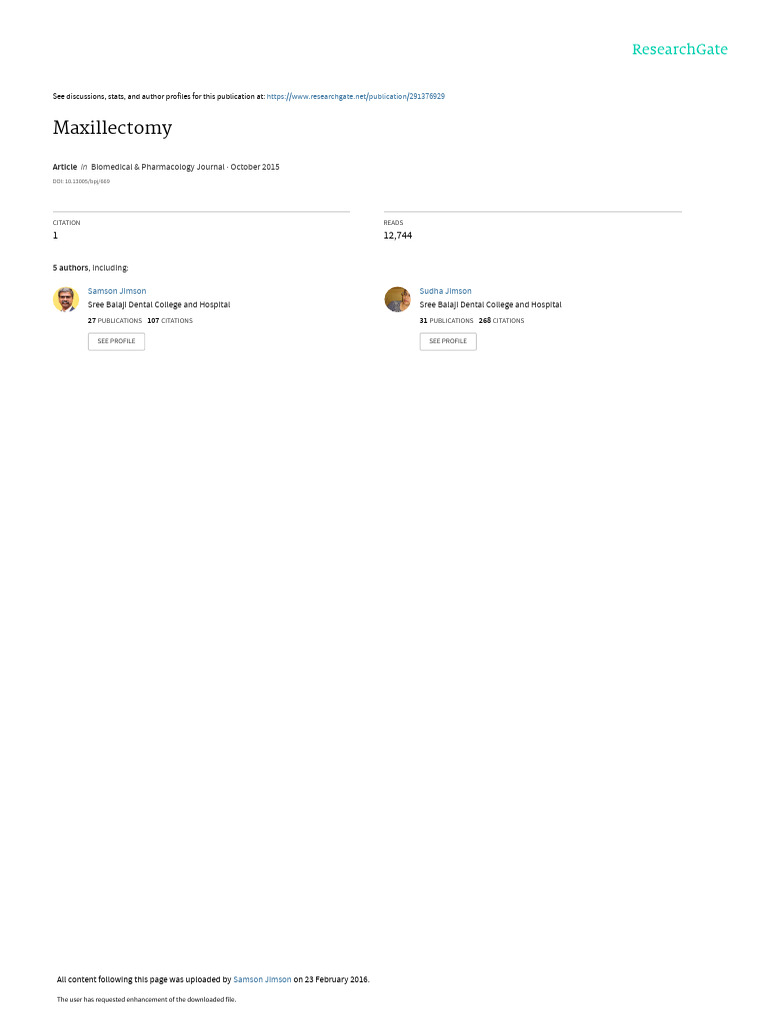 Maxillectomy | PDF | Human Head And Neck | Human Anatomy