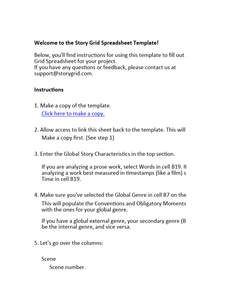 Story Grid Spreadsheet Template | Download Free PDF | Spreadsheet