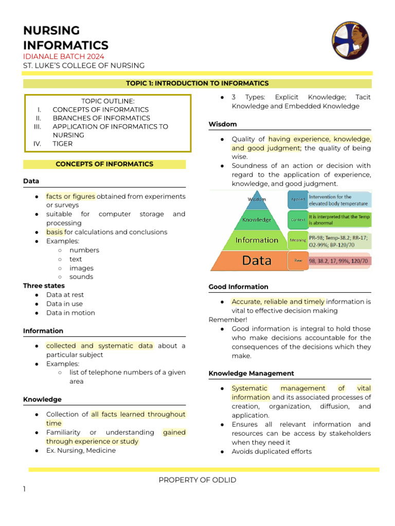 Topic 1 Intro | PDF | Health Informatics | Nursing