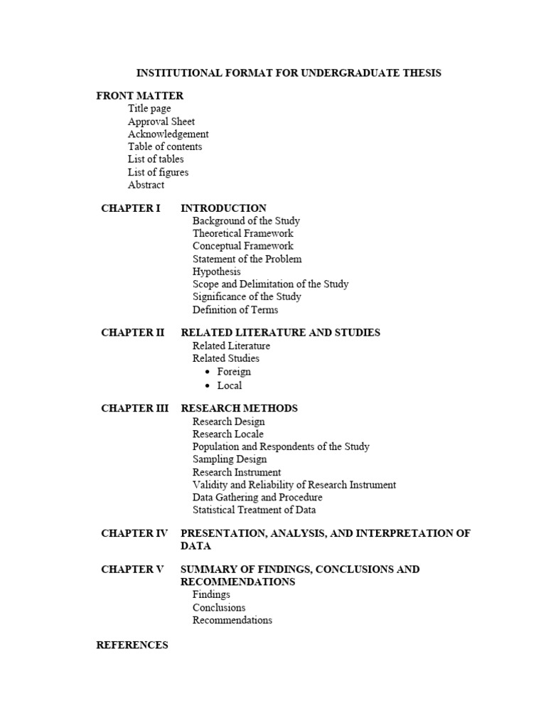 Institutional Format For Undergraduate Thesis | PDF