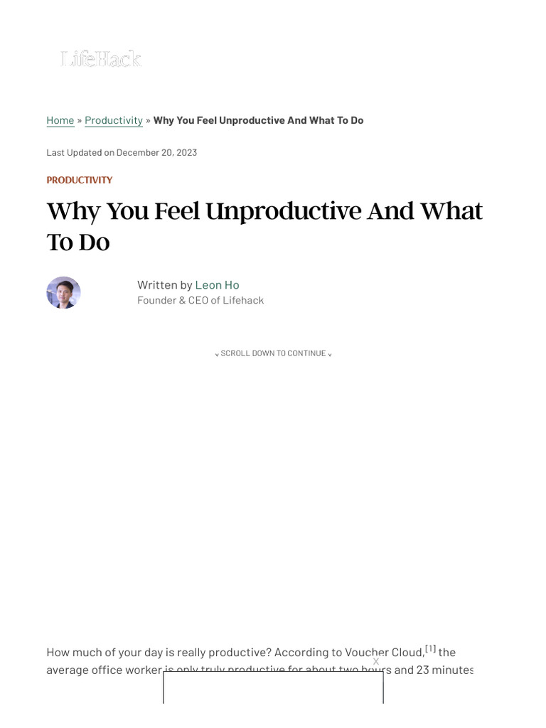 Why You Feel Unproductive and What To Do - LifeHack | PDF | Goal ...