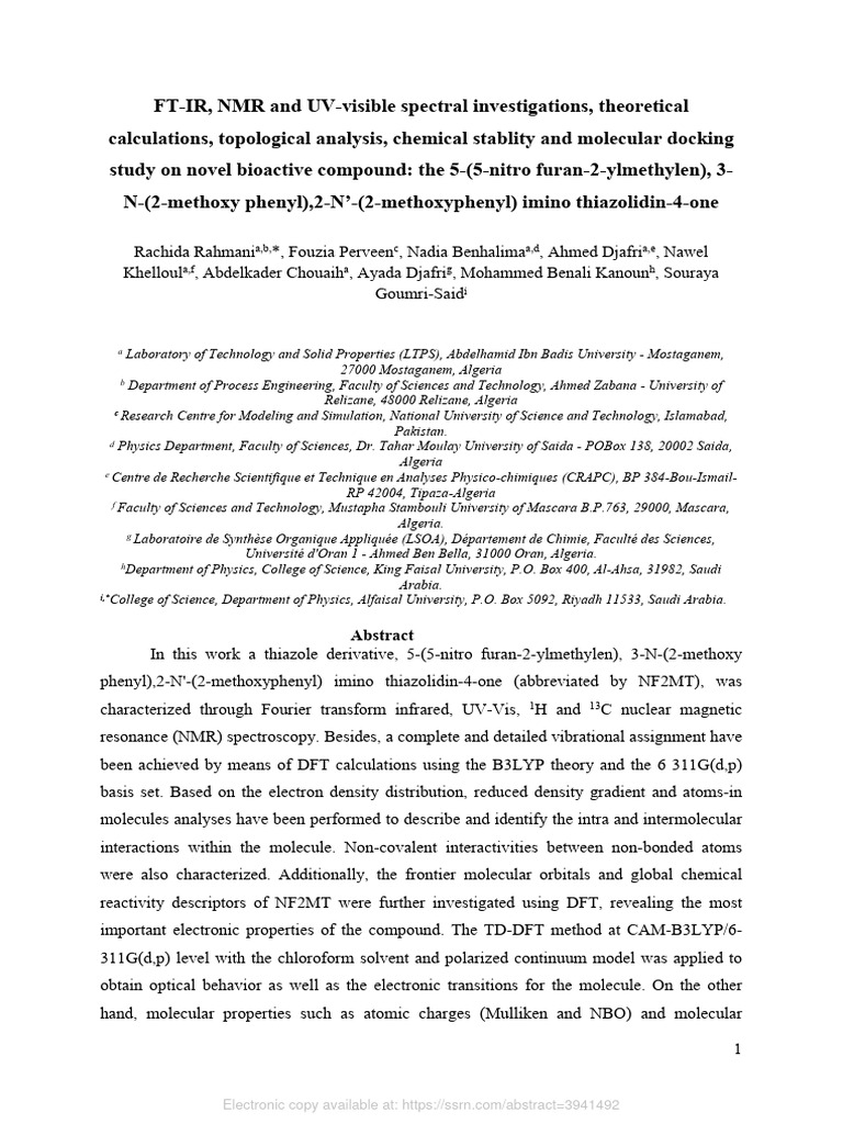 3 - Rachida Rahmani - FT-IR, NMR and UV-visible Spectral Investigations ...