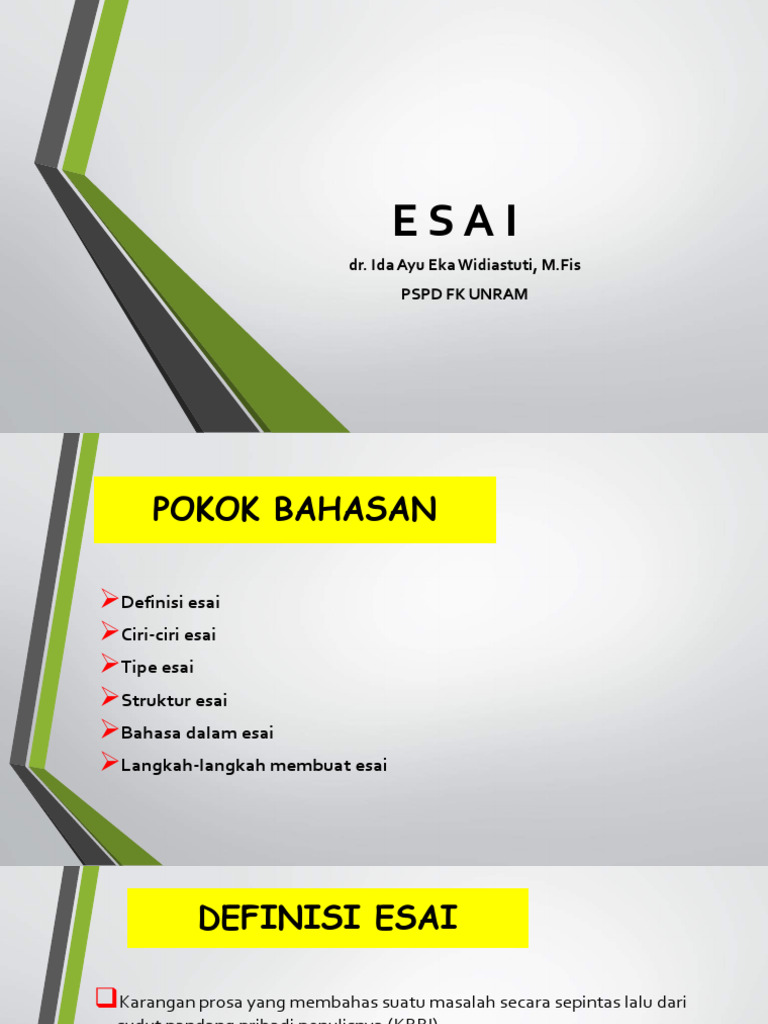 Definisi, Tipe, Dan Struktur ESAI | PDF