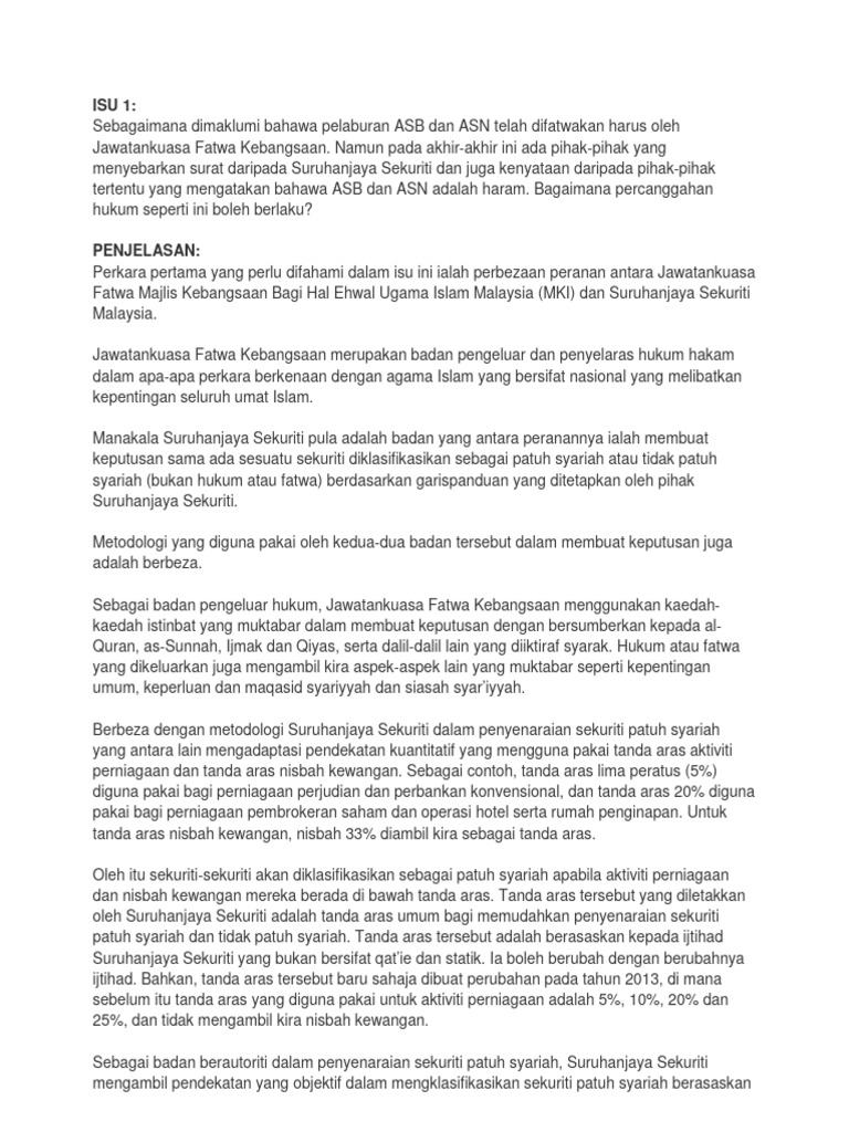 Isu Fatwa Asn Dan Asb | PDF