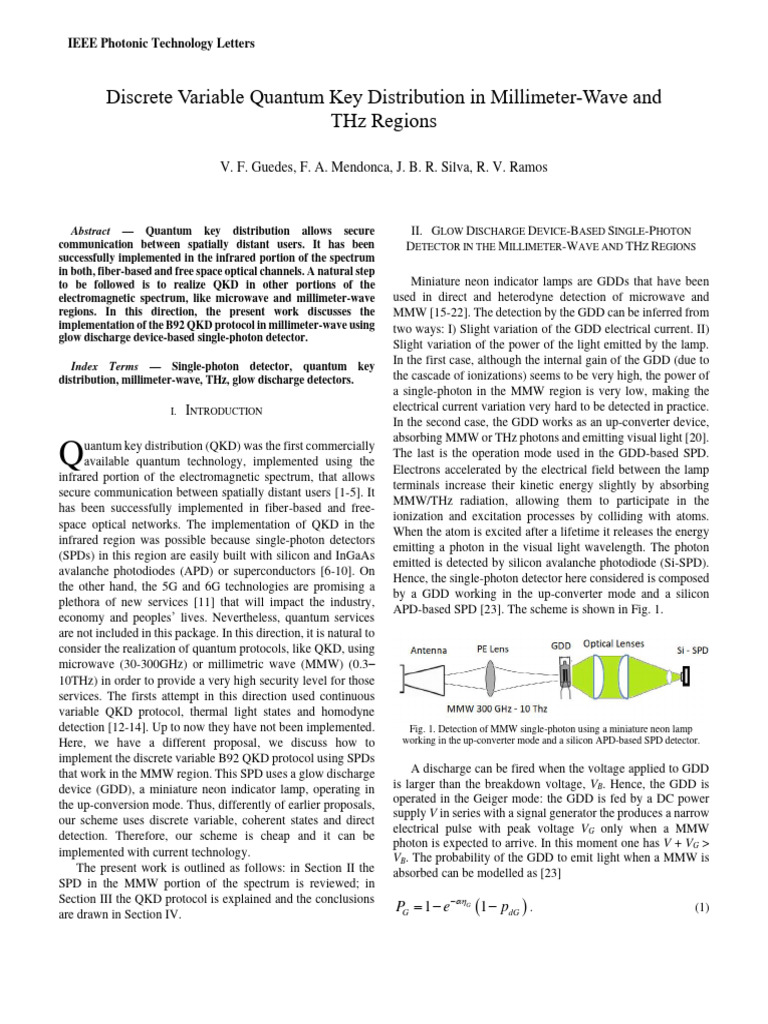 QKD MMWave | PDF | Photon | Infrared