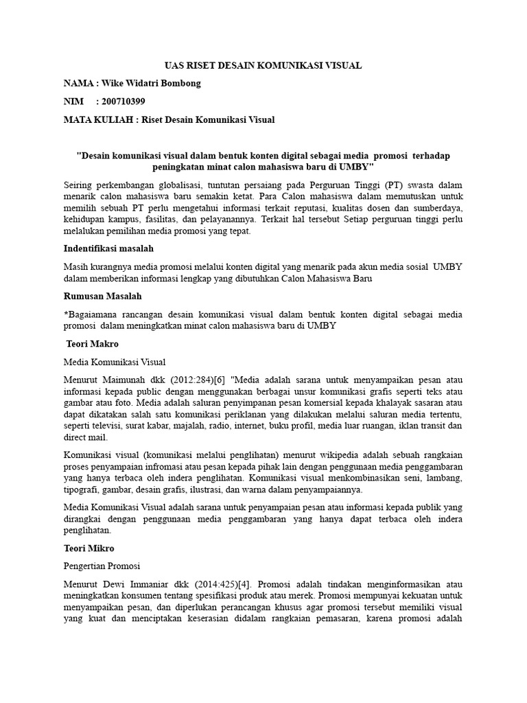 Soal UAS RISET DESAIN KOMUNIKASI VISUAL | PDF | Bisnis | Ilmu Sosial