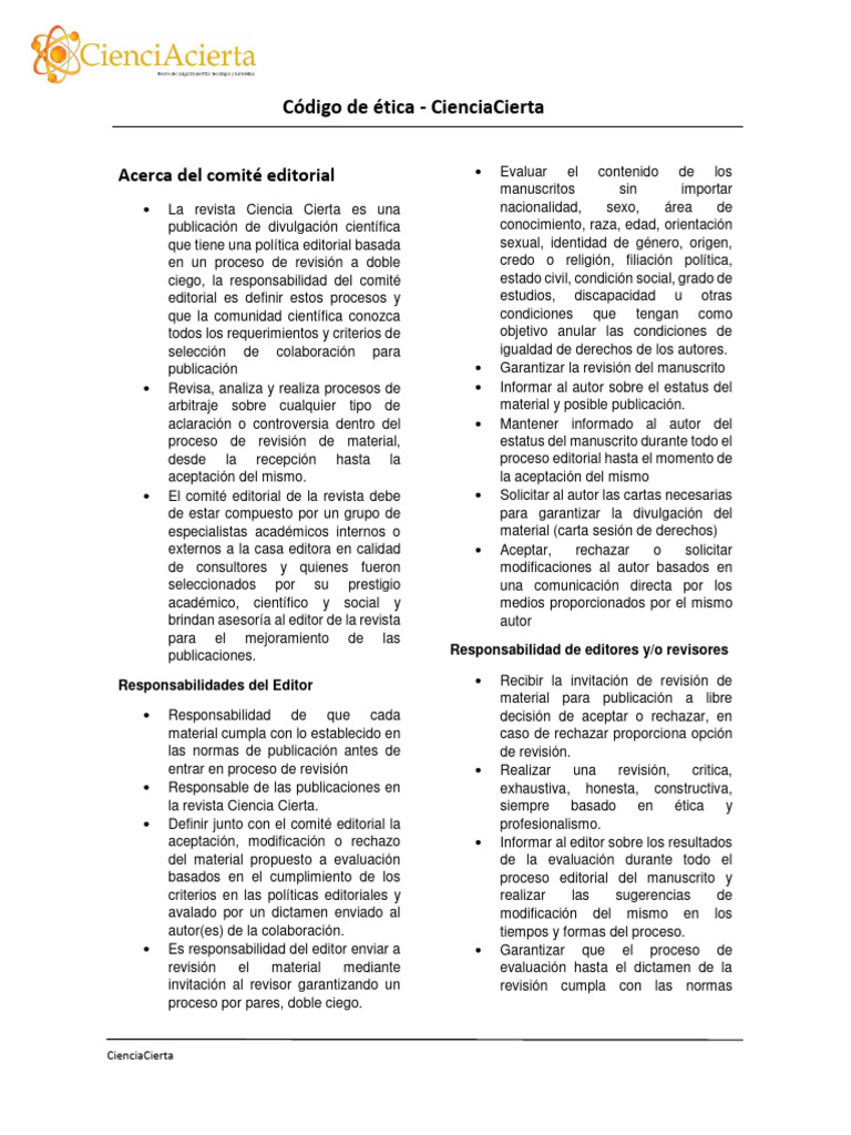 Codigo Etica | PDF | Publicación | Plagio
