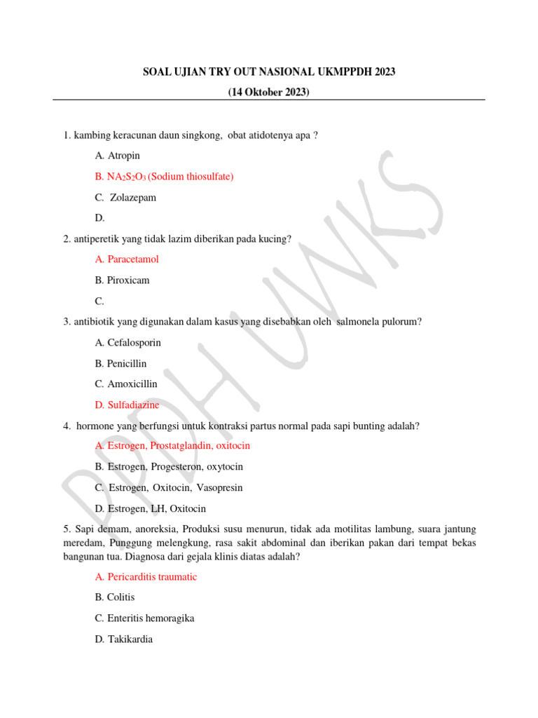 Soal Ujian Try Out Nasional Ukmppdh 2023.. | PDF