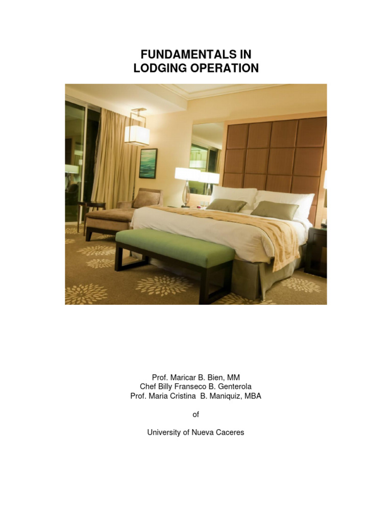 Fundamentals in Lodging Operation | PDF | Hotel | Return On Investment