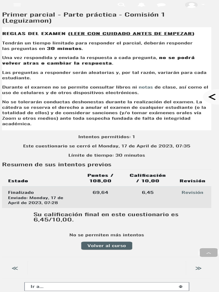 7224 Primer Parcial - Parte Práctica - Comisión 1 (Leguizamon) | PDF