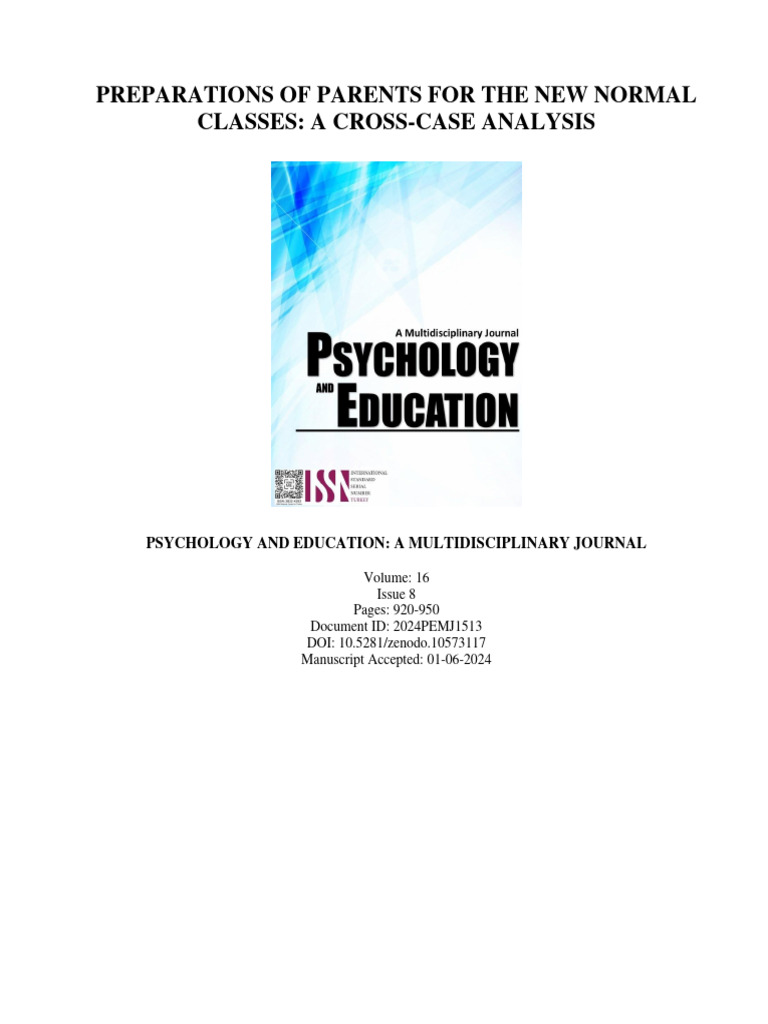 Preparations of Parents For The New Normal Classes: A Cross-Case ...