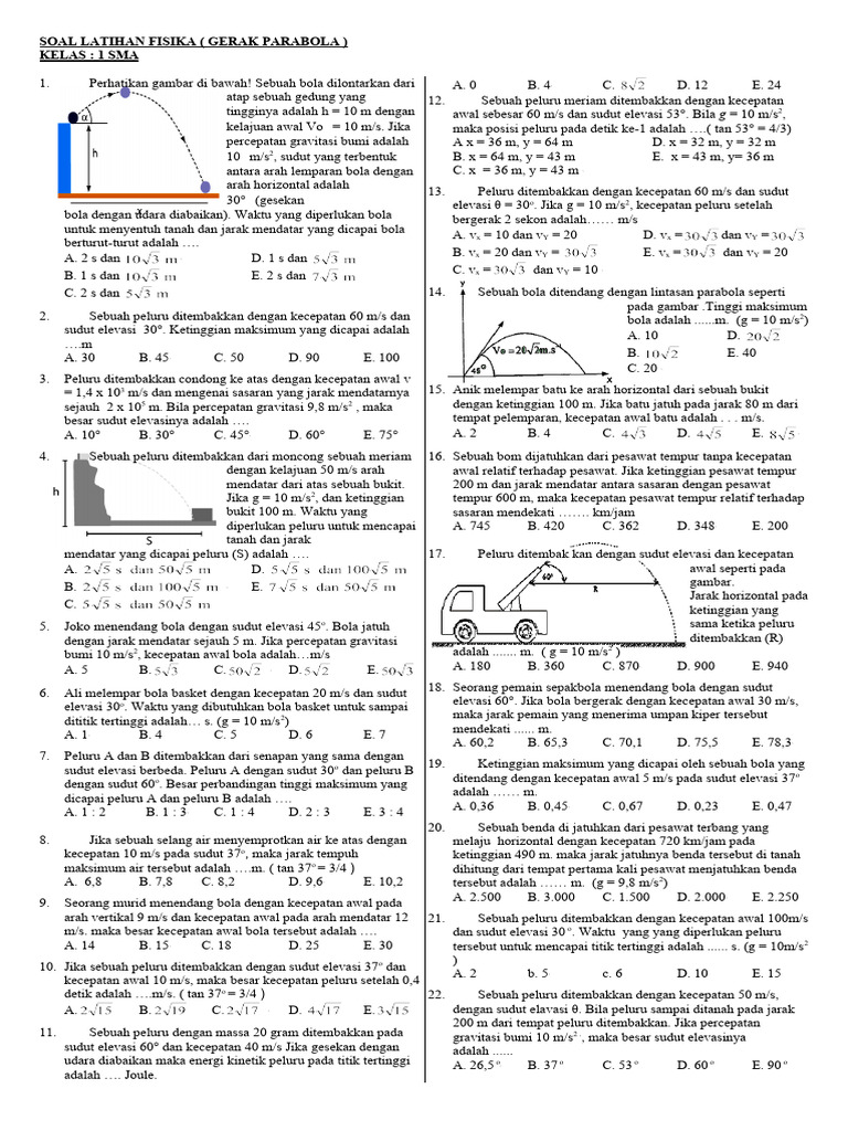 Soal Latihan Fisika (Gerak Parabola) | PDF