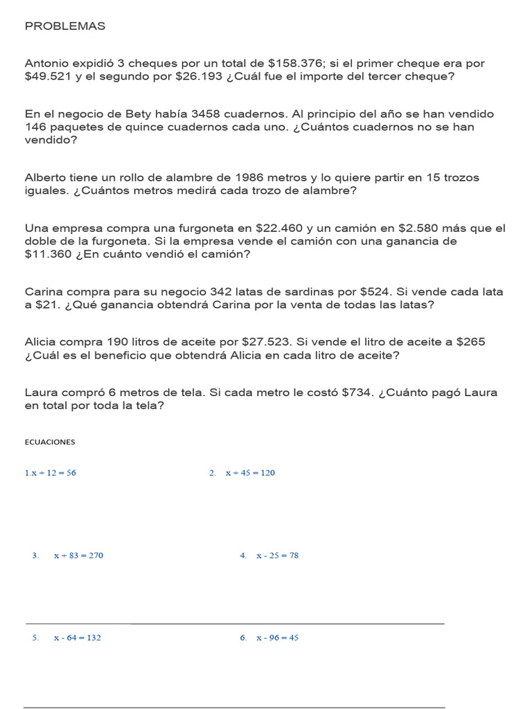 Problemas Matemáticos Resueltos | PDF