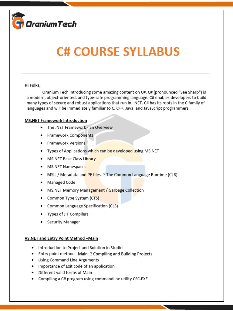 C Syllabus | PDF | Class (Computer Programming) | C Sharp (Programming ... C Syllabus | PDF | Class (Computer Programming) | C Sharp (Programming ...