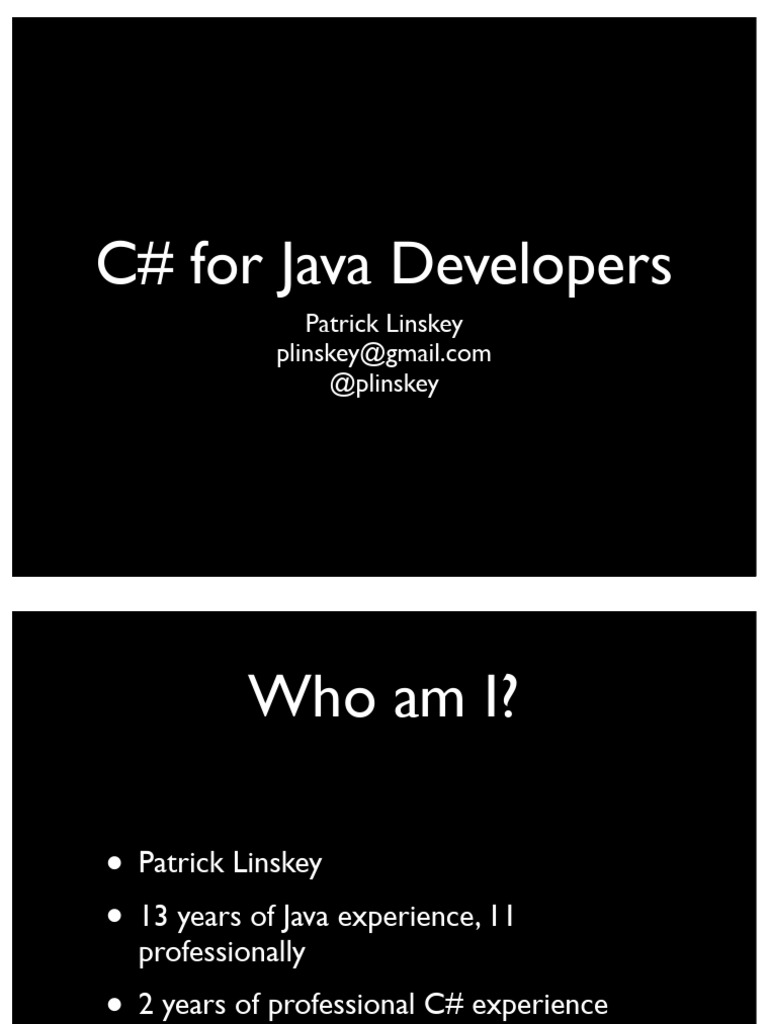 PatrickLinskey CForJavaProgrammers | PDF | Language Integrated Query | C Sharp (Programming ...