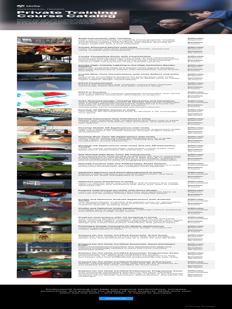 Private Training Course Catalog | PDF | Augmented Reality | User Interface