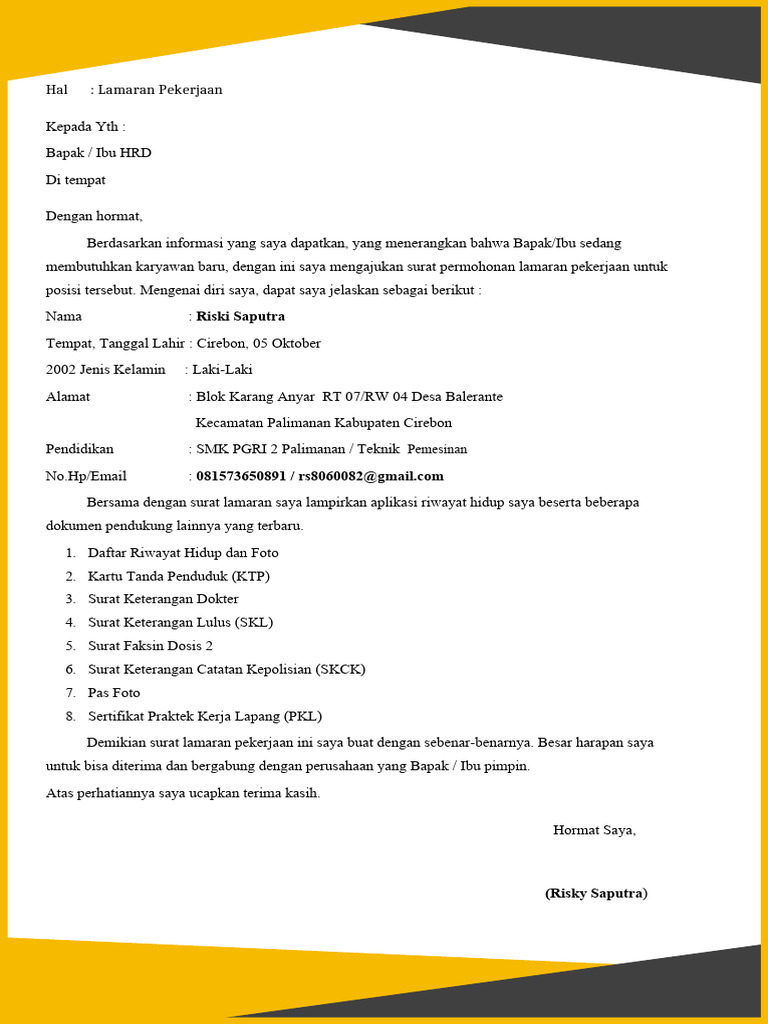 CV Risky Saputra | PDF