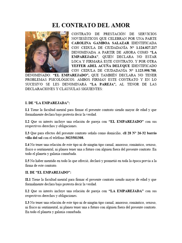 Contrato de Amor: Cláusulas y Compromisos | PDF | Violencia