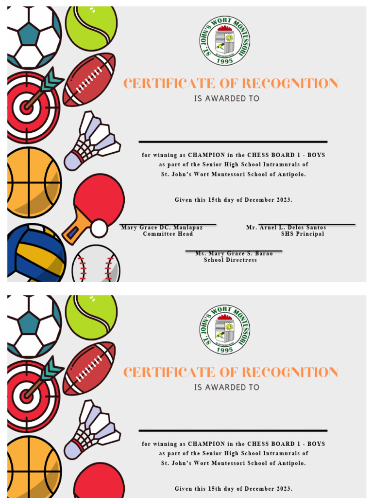 Certificate - INTRAMS | PDF | Chess | Abstract Strategy Games