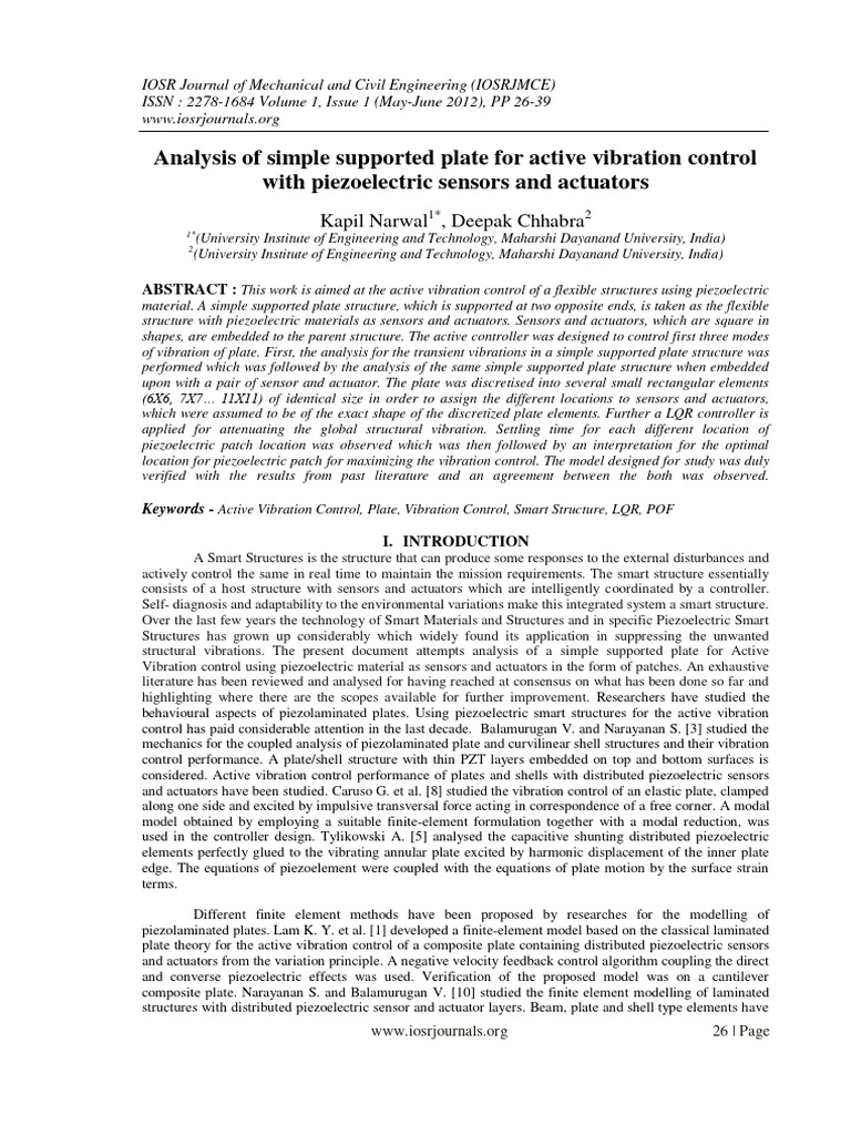 Analysis of Simple Supported Plate For A | PDF | Piezoelectricity | Finite Element Method