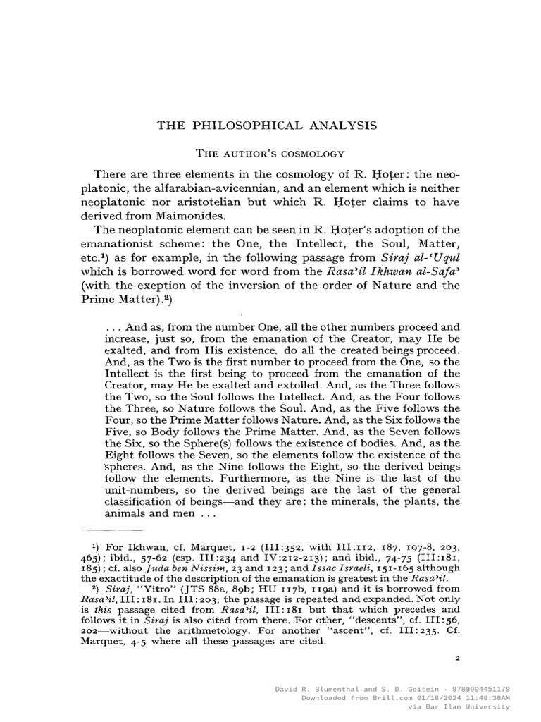R. I:Ioter's Emanationist Cosmology | PDF | Nous | Soul