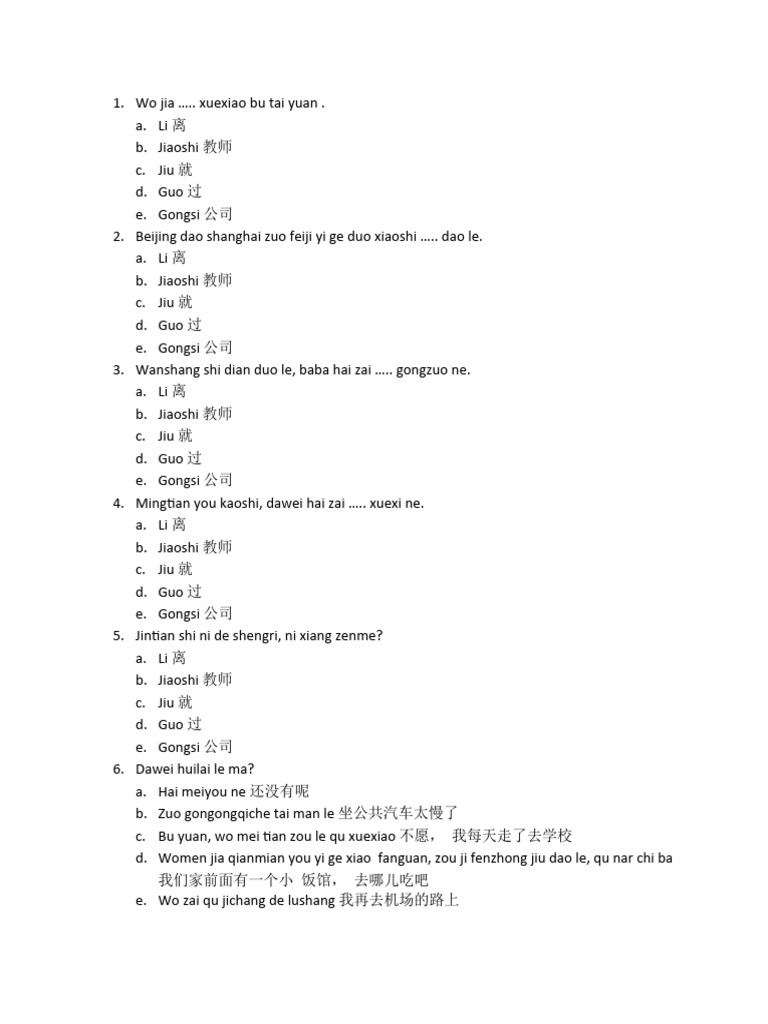 Soal Bhs Mandarin Semester 2020 | PDF | China | World Politics