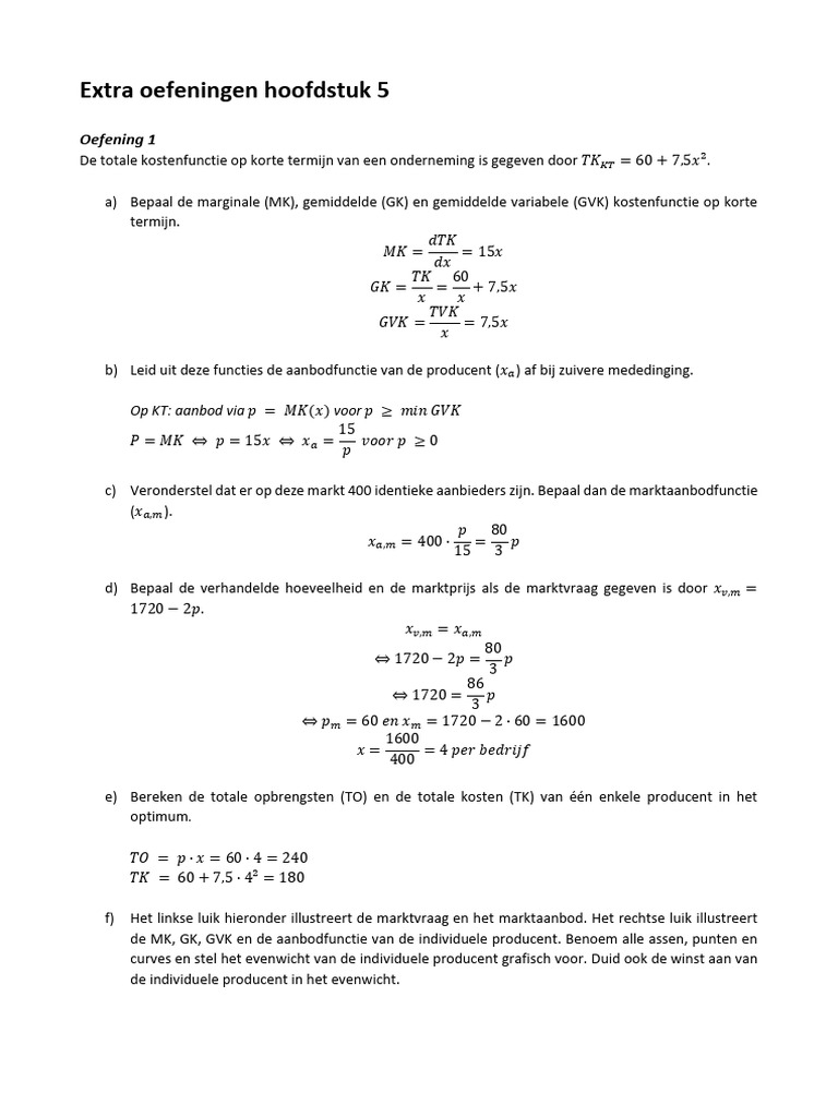 Extra Oefeningen Hoofdstuk 5 - Oplossingen | PDF